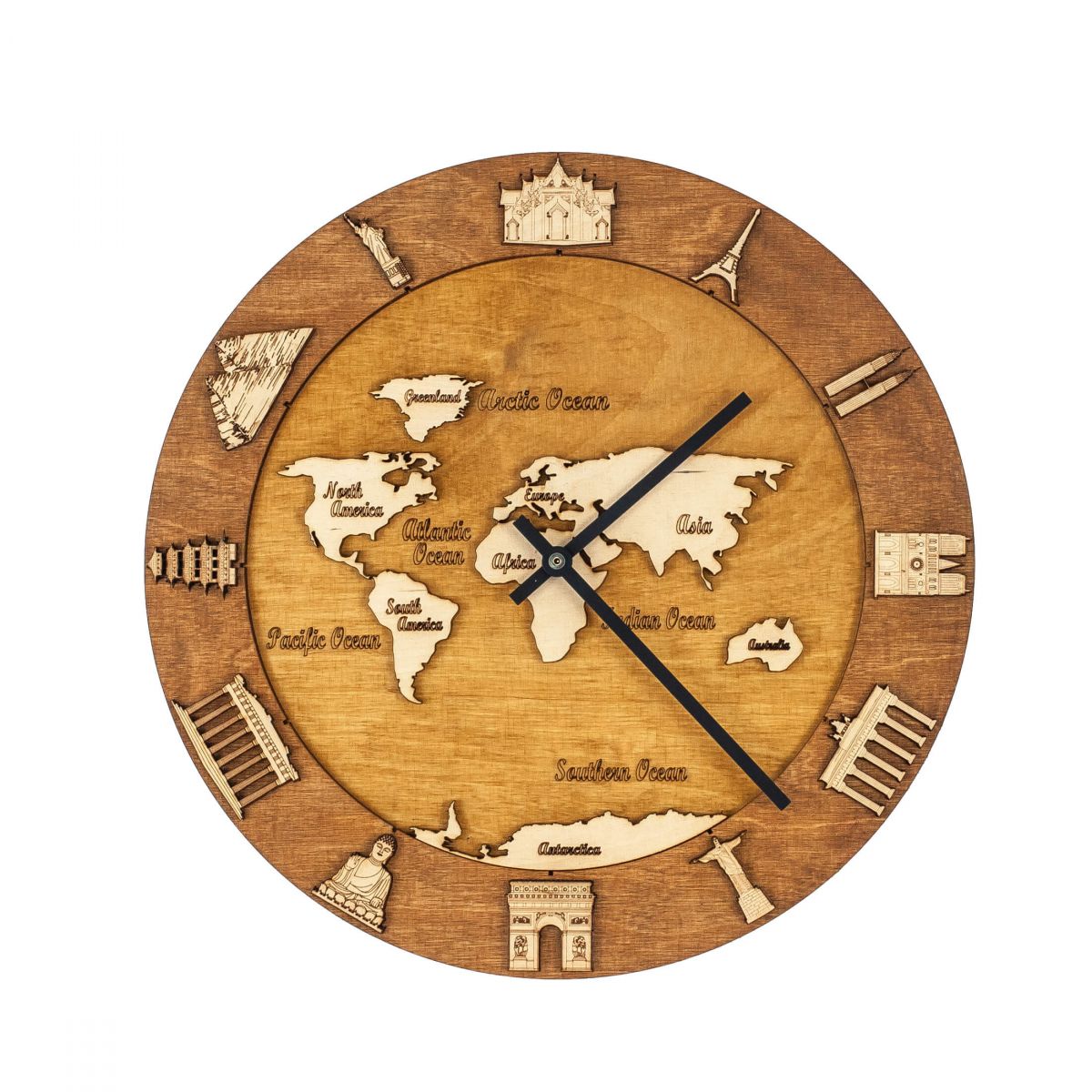 Wooden World Map Wall Clock | 68travel